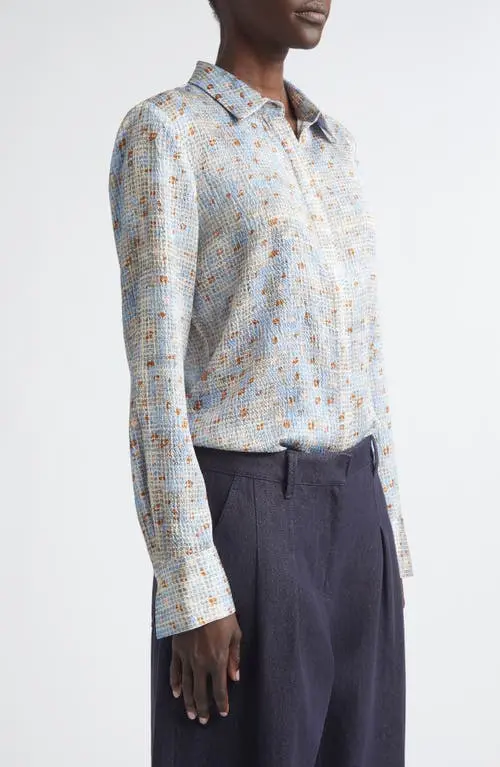 Lafayette 148 New York Scottie Stretch Silk Printed Shirt