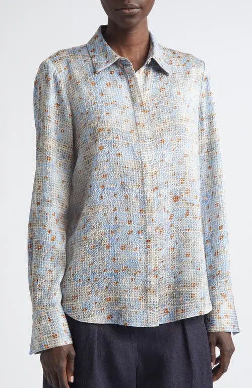 Lafayette 148 New York Scottie Stretch Silk Printed Shirt