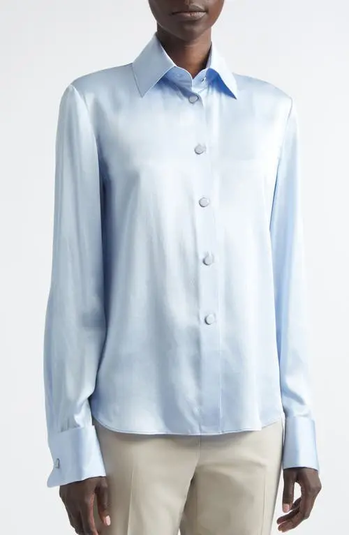 Lafayette 148 New York Slim Fit Silk Button-up Shirt