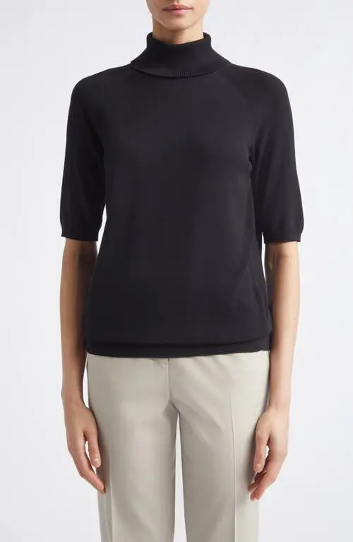Lafayette 148 New York Raglan Sleeve Turtleneck Sweater - Black