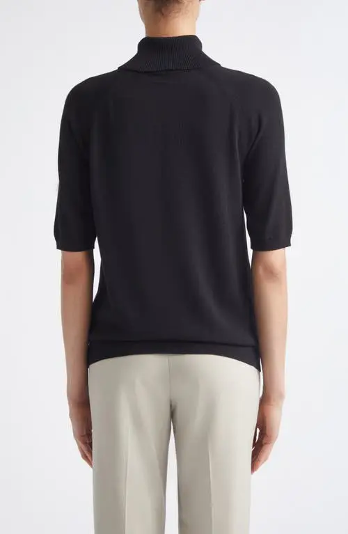 Lafayette 148 New York Short Sleeve Raglan Turtleneck Sweater - Black