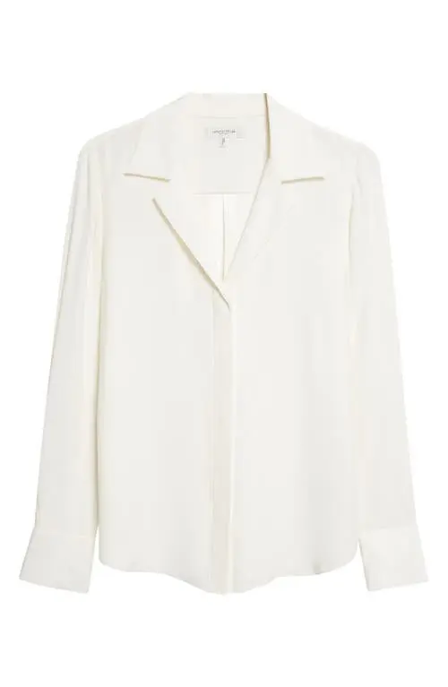 Lafayette 148 New York Scottie Notched Collar Silk Button-up Shirt