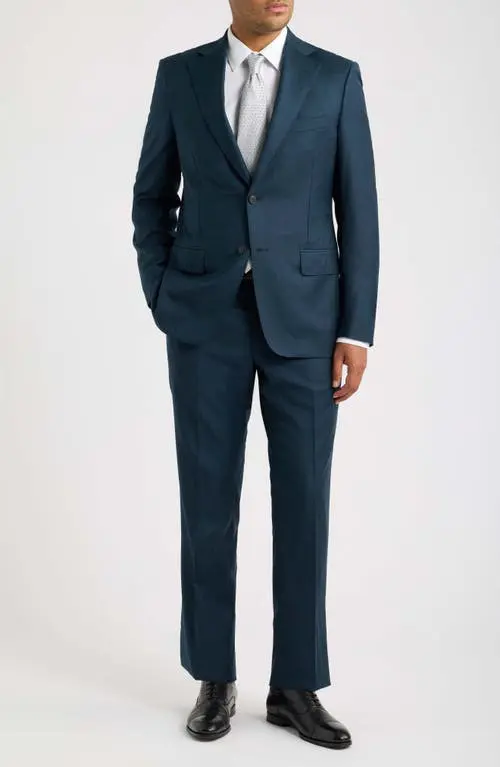 HERITAGE GOLD Solid Teal Super 130s Wool Suit