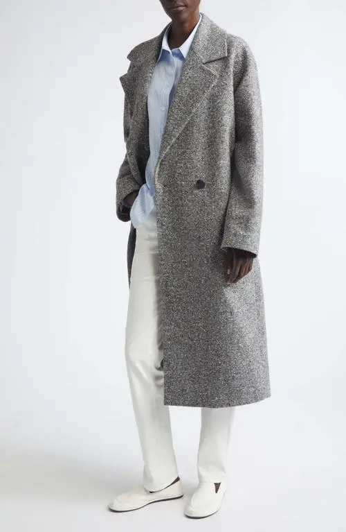 Lafayette 148 New York Notch Lapel Alpaca & Wool Blend Coat - Graphite Multi