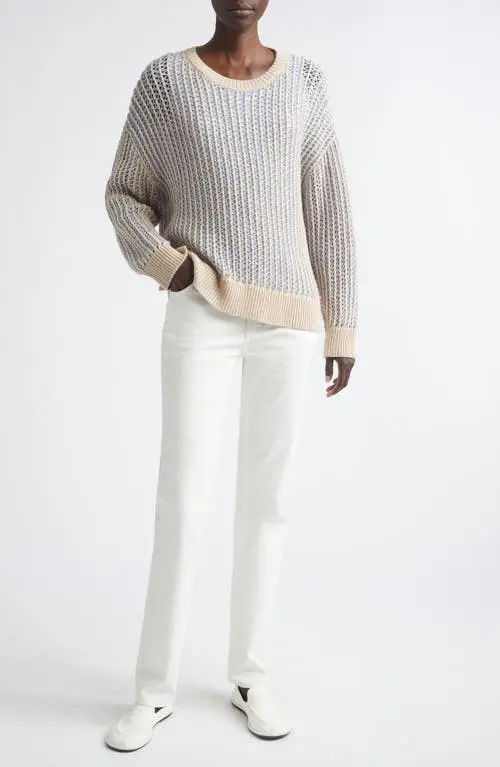 Lafayette 148 New York Open-stitch Cashmere & Silk Crewneck Sweater