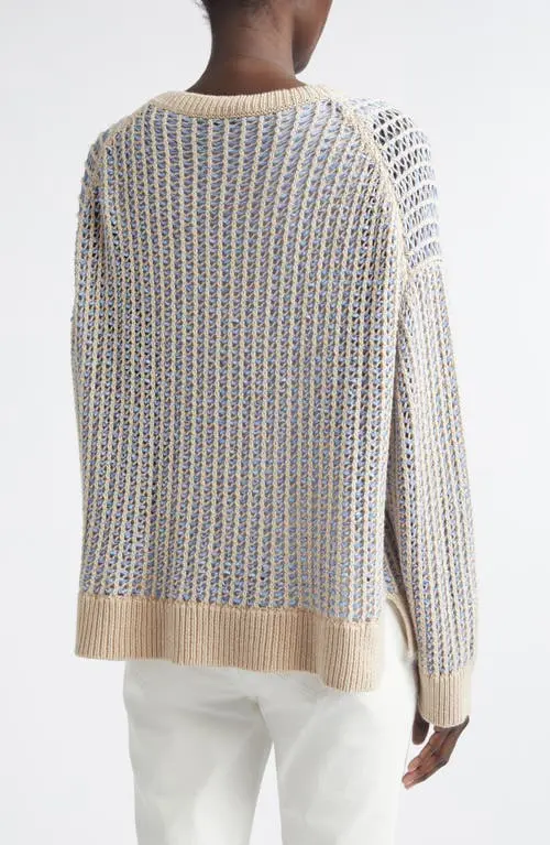 Lafayette 148 New York Open-stitch Cashmere & Silk Crewneck Sweater