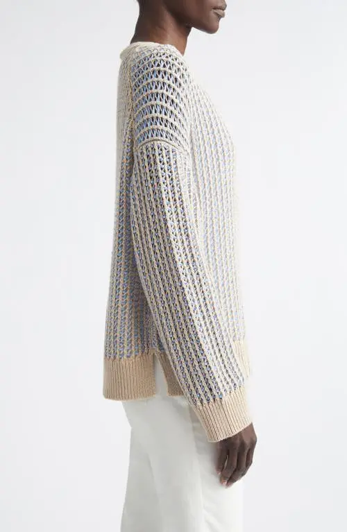 Lafayette 148 New York Open-stitch Cashmere & Silk Crewneck Sweater