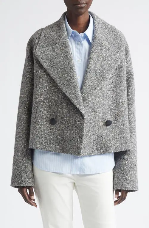 Lafayette 148 New York Wide Lapel Alpaca & Wool Blend Jacket - Graphite Multi