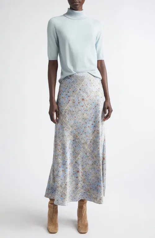 Lafayette 148 New York Bias Cut Stretch Silk A-line Maxi Skirt