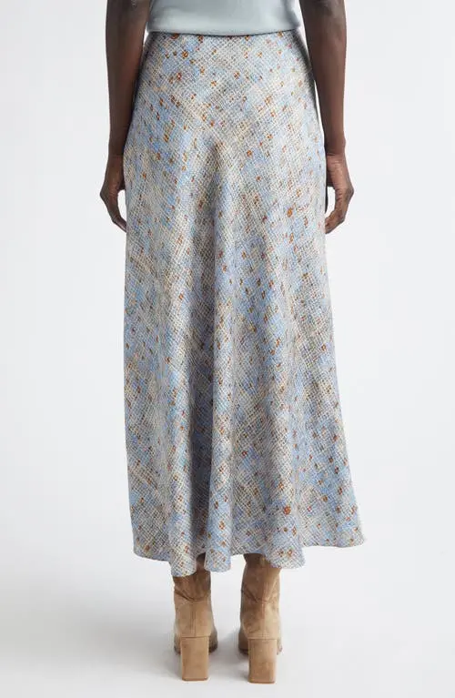 Lafayette 148 New York Bias Cut Stretch Silk A-line Maxi Skirt