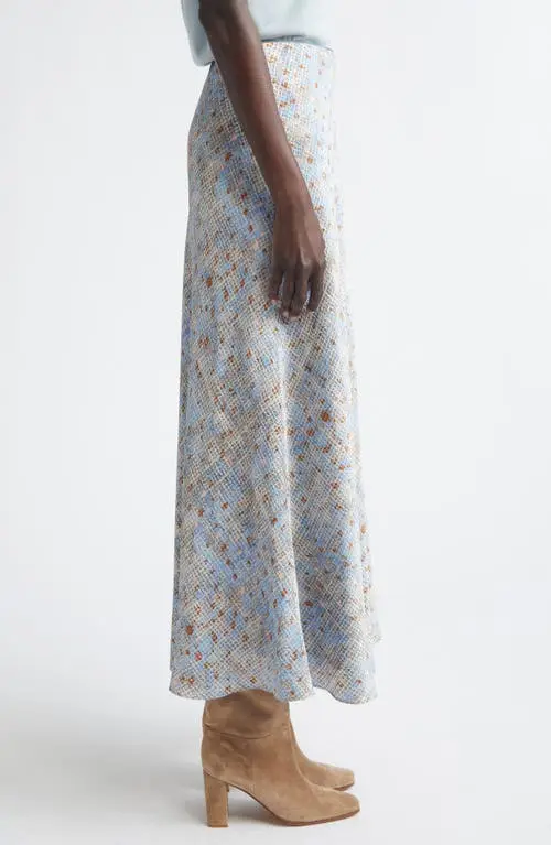 Lafayette 148 New York Bias Cut Stretch Silk A-line Maxi Skirt