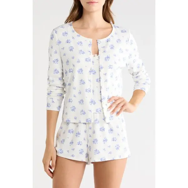 Honeydew Intimates Blissful Pointelle Jersey Pajamas - White Ditsy