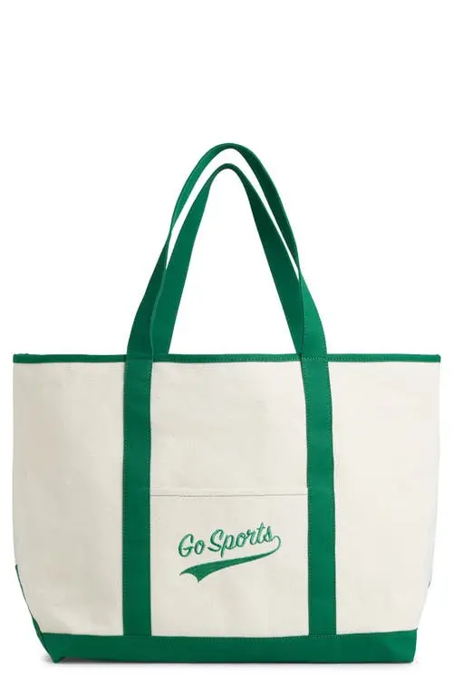 FAVORITE DAUGHTER Large Go Sports Embroidered Canvas Tote - Natural
