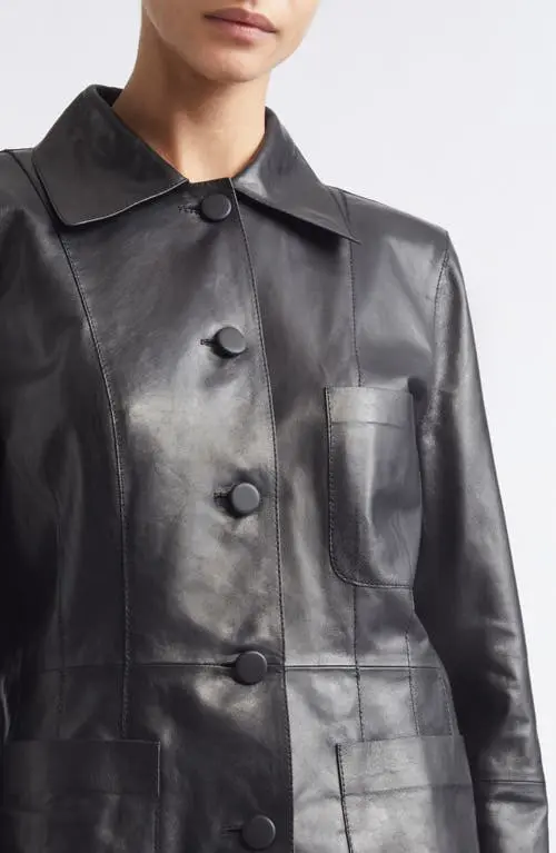Lafayette 148 New York Glazed Weightless Lambskin Suede Jacket