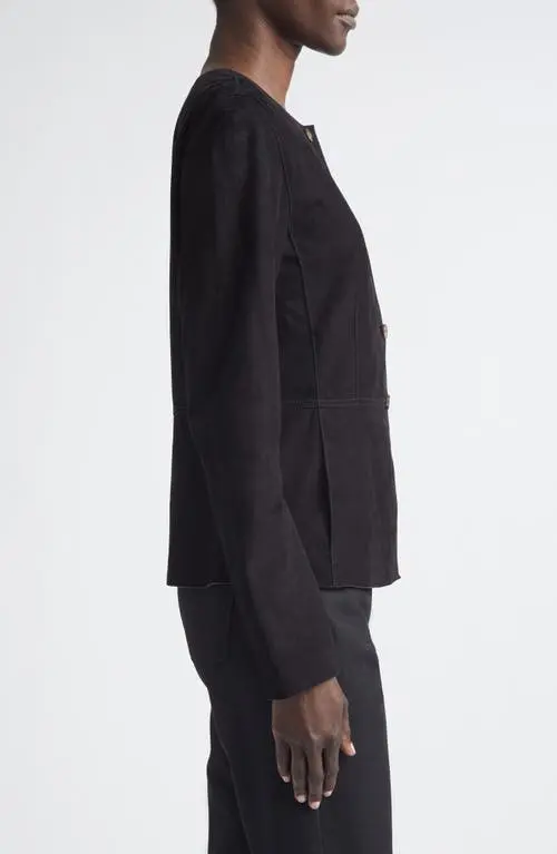 Lafayette 148 New York Fitted Collarless Suede Jacket