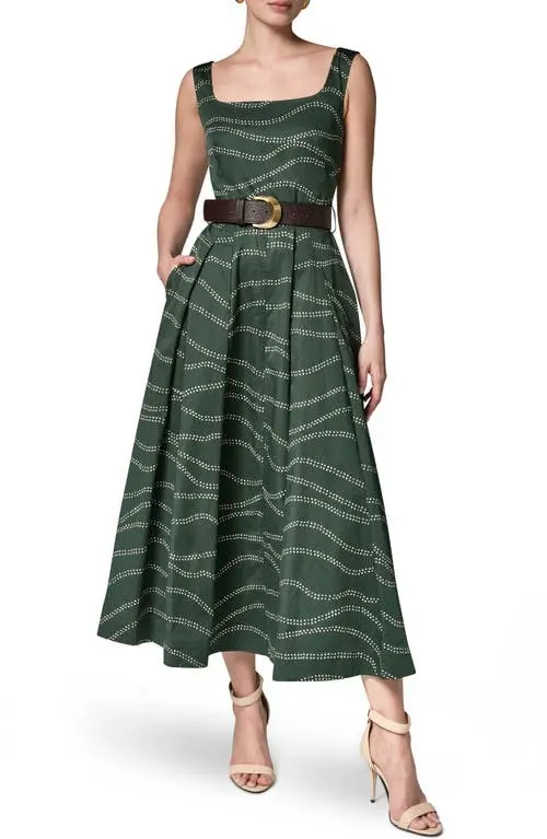 Donna Karan New York Abstract Print Fit & Flare Midi Dress - Forest