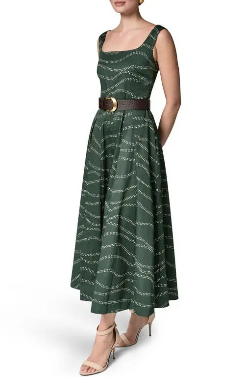 Donna Karan New York Abstract Print Fit & Flare Midi Dress