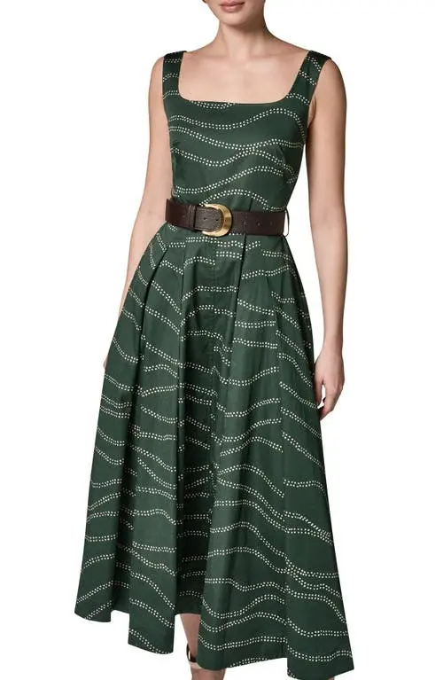 Donna Karan New York Abstract Print Fit & Flare Midi Dress