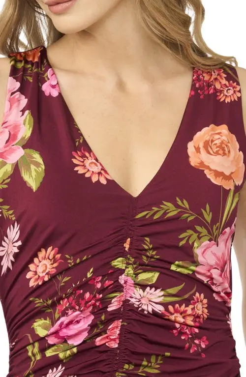 Ted Baker London Elizabeth Floral Ruched Dress - Beet Red
