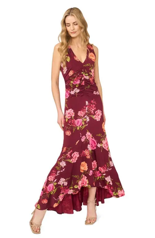 Ted Baker London Elizabeth Floral Ruched Dress - Beet Red