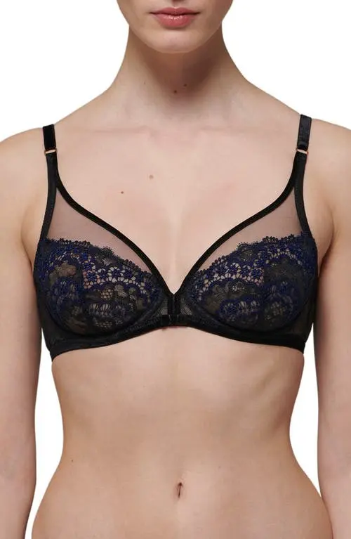 Simone Perele Scenario Sheer Plunge Underwire Bra - Black