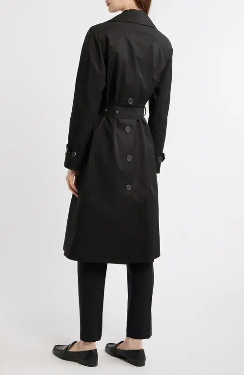Via Spiga Back Button Cotton Blend Trench Coat - Black