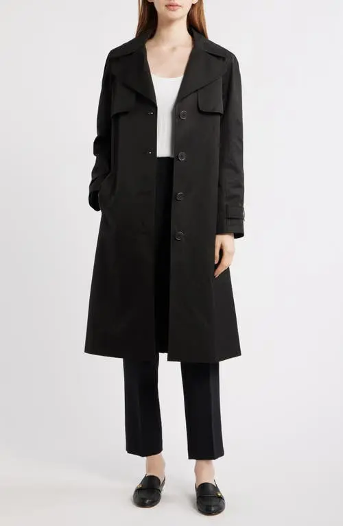 Via Spiga Back Button Cotton Blend Trench Coat - Black