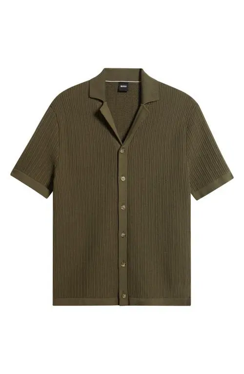 BOSS Lomaro Short Sleeve Cardigan - Open Green