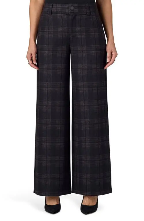 Wit & Wisdom Whitney Skyrise Plaid Wide Leg Trousers - Black/wheat