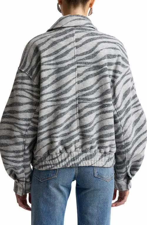Avec Les Filles Zebra Jacquard Layered Bomber Jacket