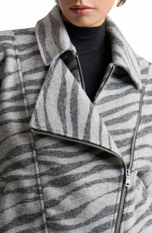 Avec Les Filles Zebra Jacquard Layered Bomber Jacket