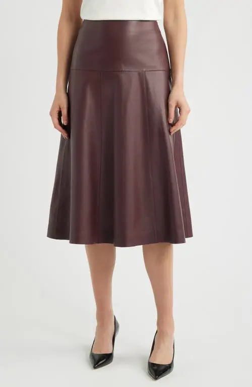 BOSS Sevani A-line Leather Midi Skirt