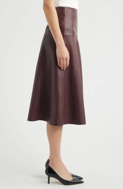 BOSS Sevani A-line Leather Midi Skirt
