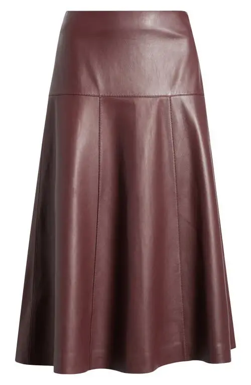 BOSS Sevani A-line Leather Midi Skirt