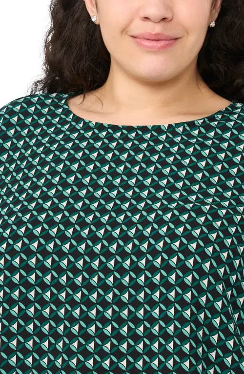 CECE DUPRAZ Ruffle Cuff Print Top - Deep Spruce