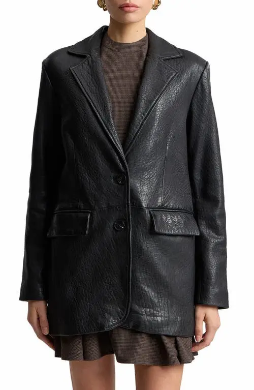 Avec Les Filles Relaxed Leather Blazer