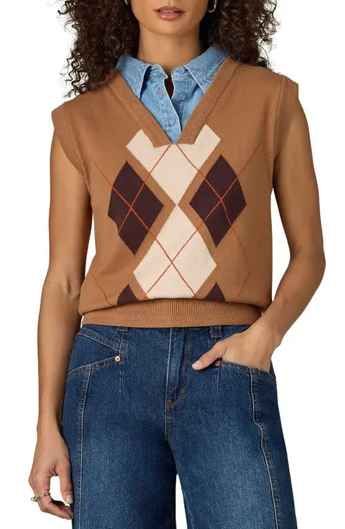 Wit & Wisdom Layered Look Sweater Vest - Saddle Multi/light Blue