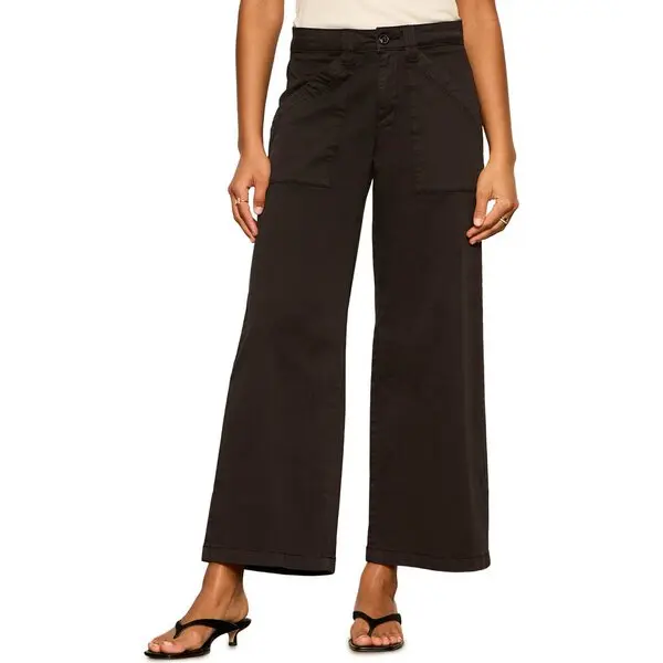 Sanctuary Idol Stretch Twill Wide Leg Ankle Pants - Black