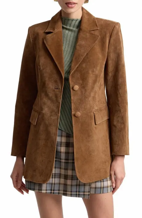 Avec Les Filles Longline Suede Blazer