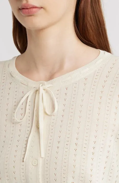 FRAME Cotton & Modal Pointelle Cardigan