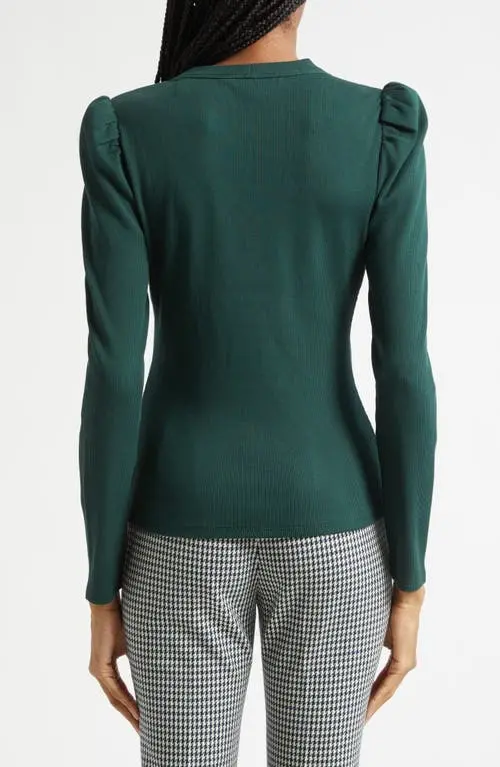 Veronica Beard Dekalb Rib Puff Shoulder Henley