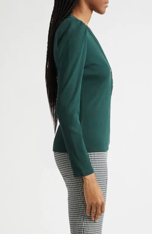 Veronica Beard Dekalb Rib Puff Shoulder Henley