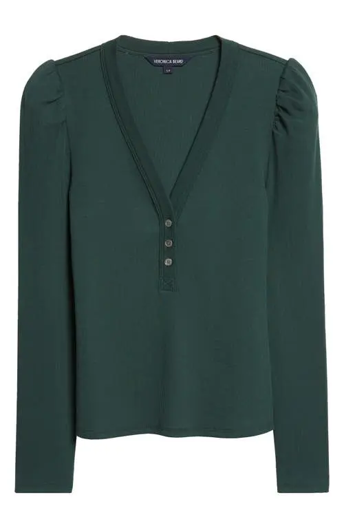 Veronica Beard Dekalb Rib Puff Shoulder Henley