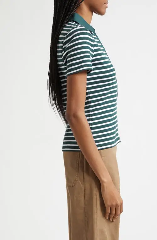 Veronica Beard Kearney Stripe Mixed Media Stretch Cotton Top