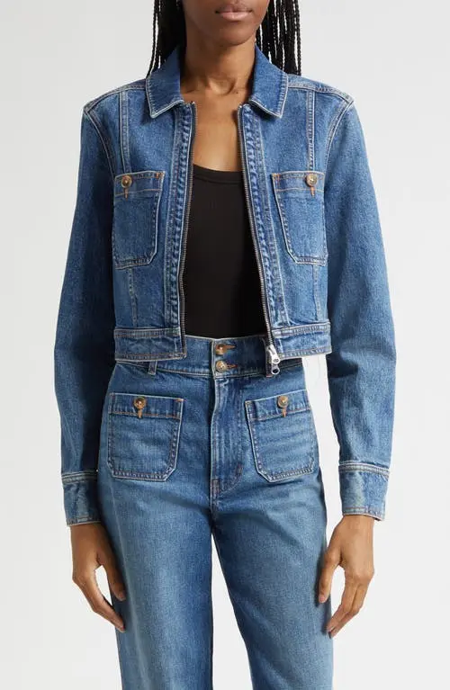 Veronica Beard Patty Zip Front Denim Jacket
