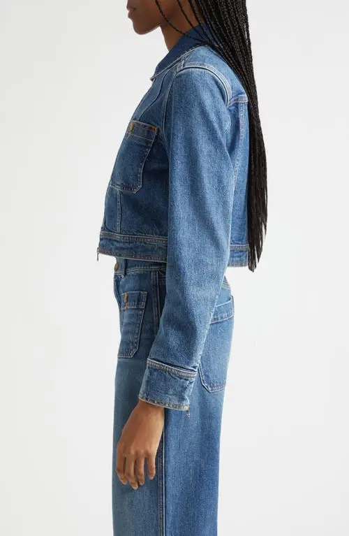 Veronica Beard Patty Zip Front Denim Jacket