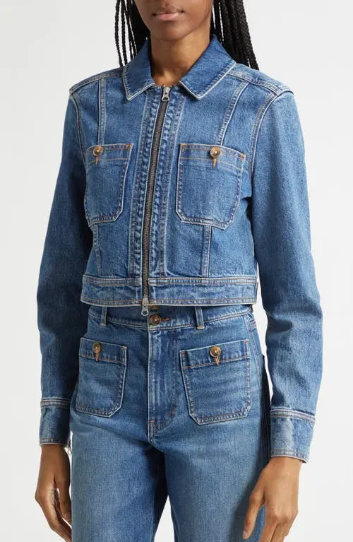 Veronica Beard Patty Zip Front Denim Jacket