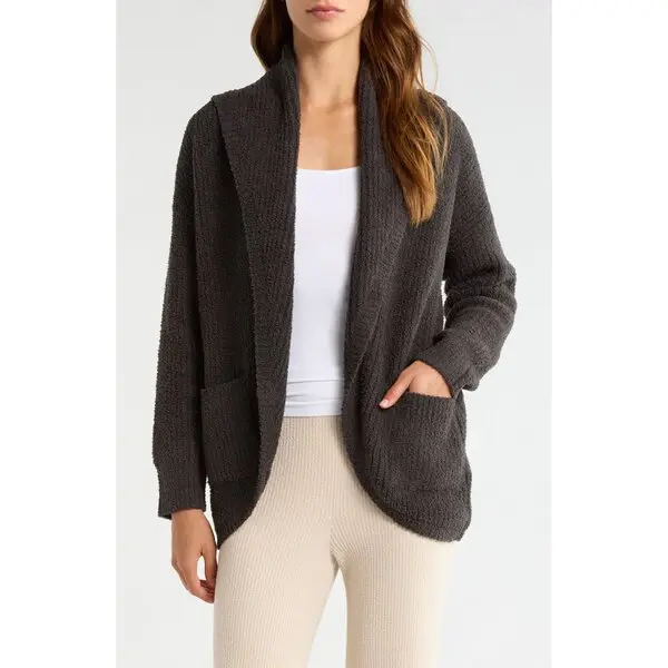 Barefoot Dreams Cozychic® Ribbed Shawl Collar Cardigan - Carbon