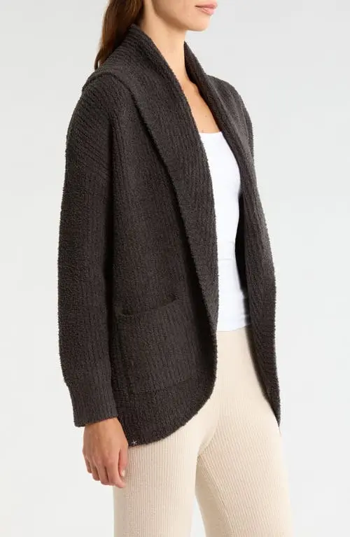 Barefoot Dreams Cozychic® Ribbed Shawl Collar Cardigan - Carbon
