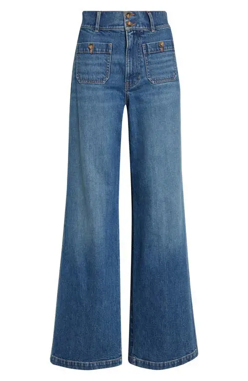 Veronica Beard Taylor High Waist Wide Leg Jeans - Memory Blue
